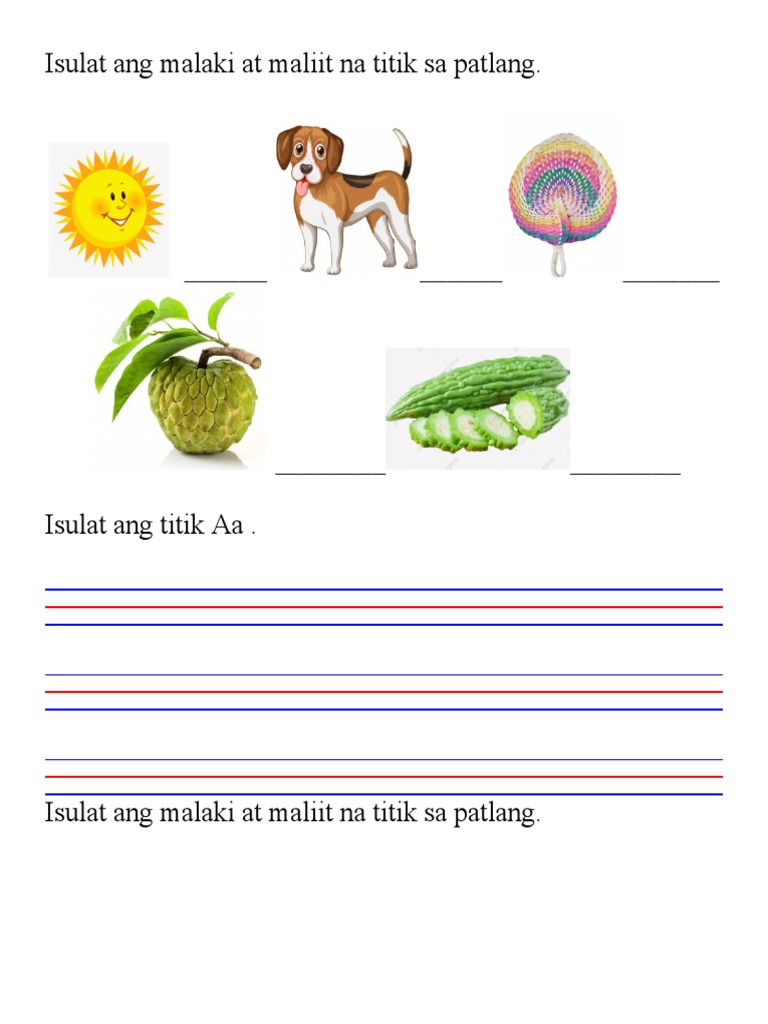 Isulat ang malaki at maliit na titik sa patlang | PDF Isulat ang malaki at maliit na titik sa patlang | PDF
