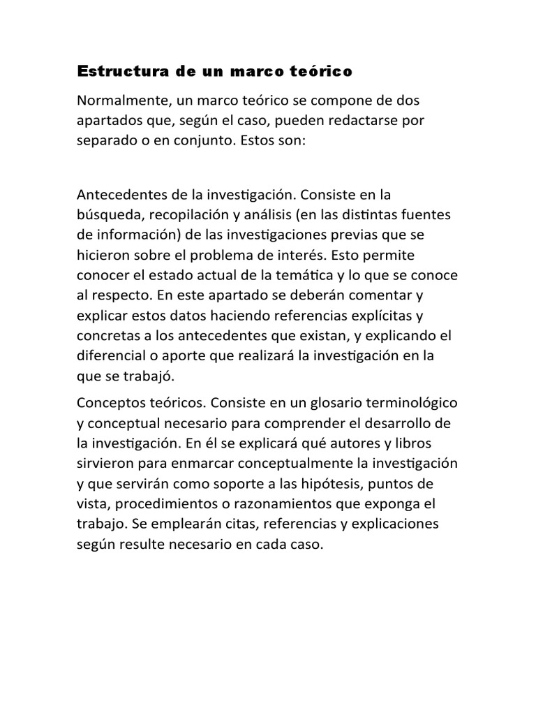 Estructura de Un Marco Teórico | PDF