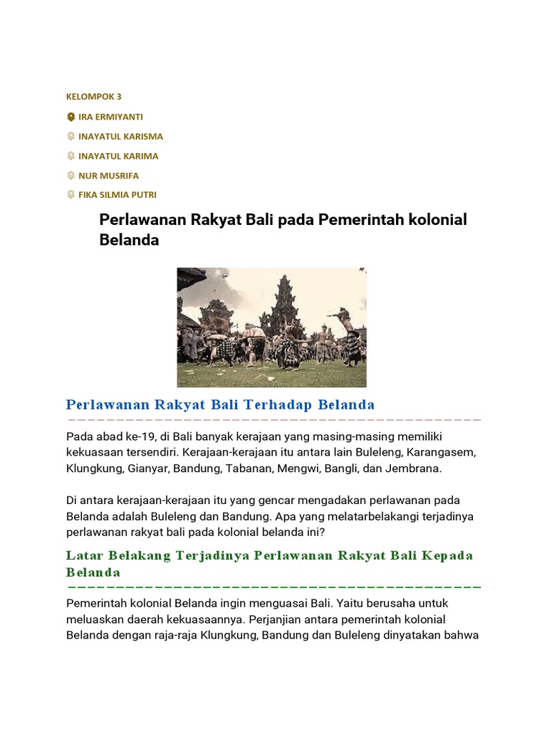 Perlawanan Bali Terhadap Belanda 1849 | PDF | Sejarah