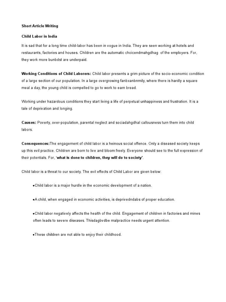 Short Article Writing | PDF