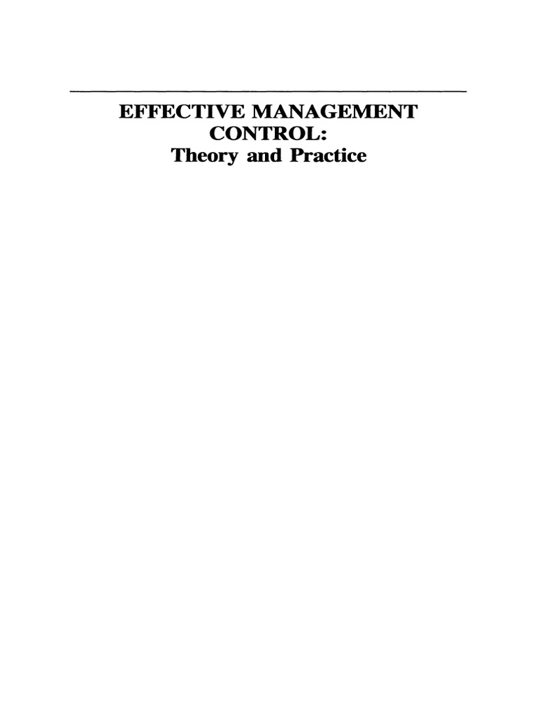 Effective Management Control Theory and Practice by Eric G. Flamholtz | PDF | System | Goal