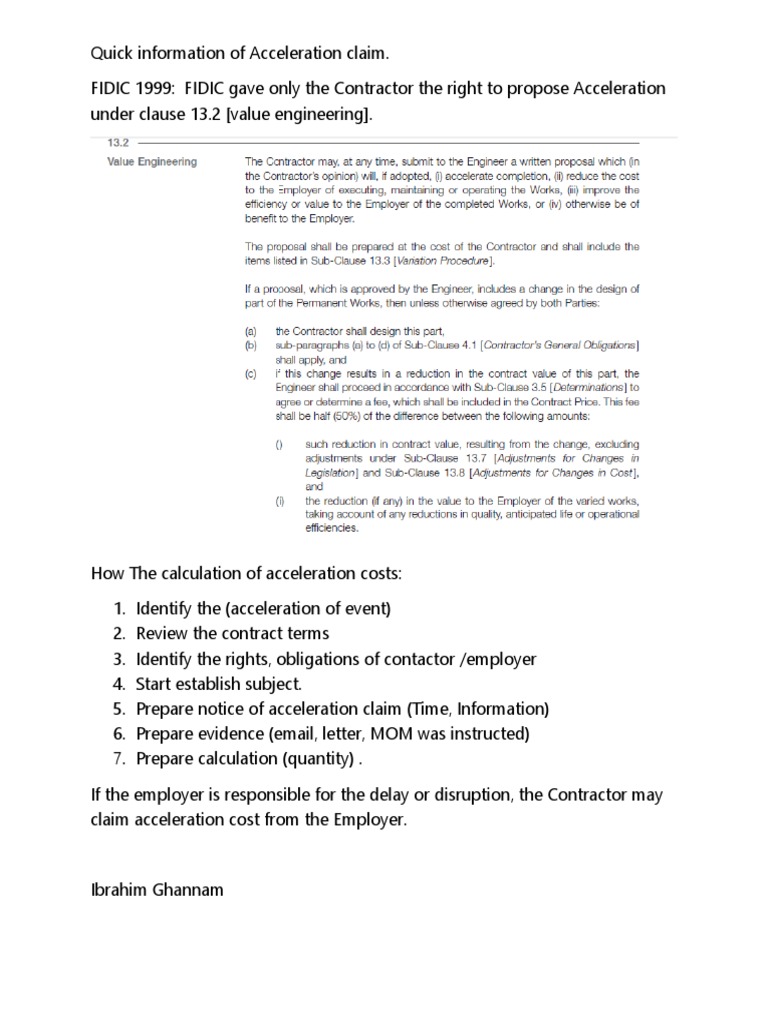 Acceleration Claims | PDF