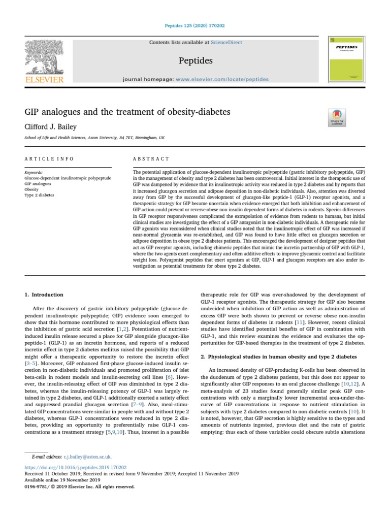 GLP - 1 As Preferred Treatment For T2D Over GIP | PDF | Receptor ...