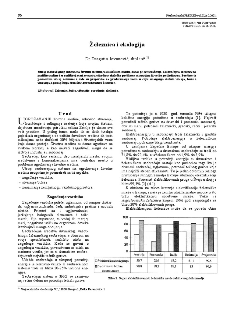 Jovanovic Dragutin, Zeleznica I Ekologija | PDF