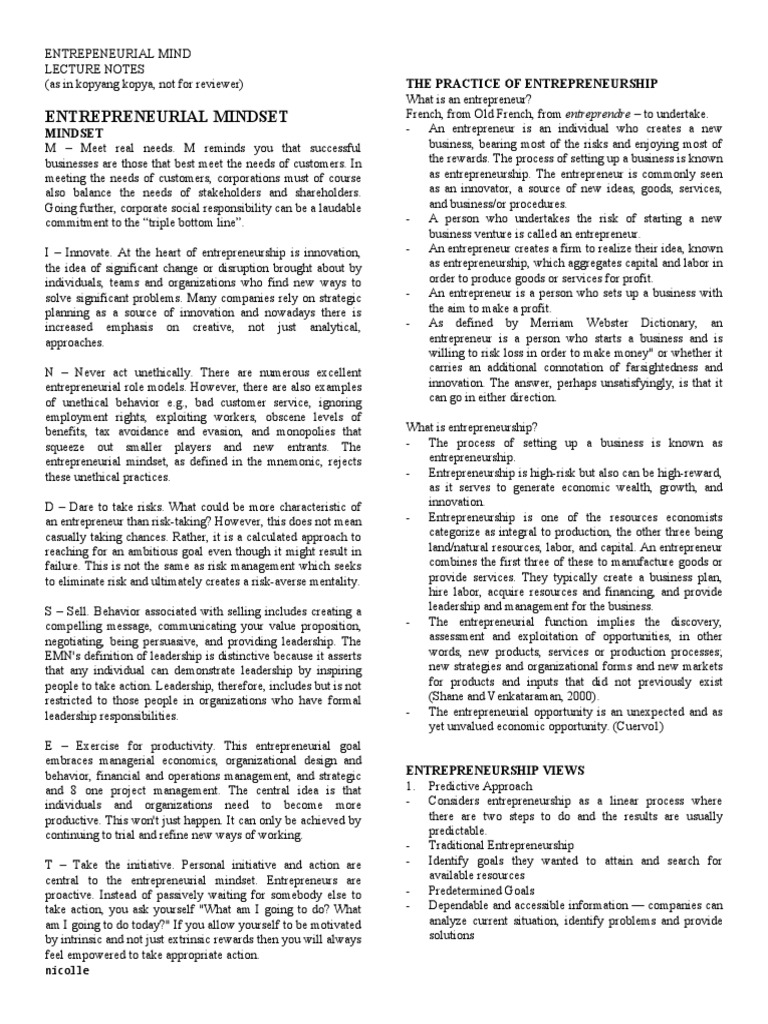 Entrep Notes | PDF | Entrepreneurship | Design Thinking