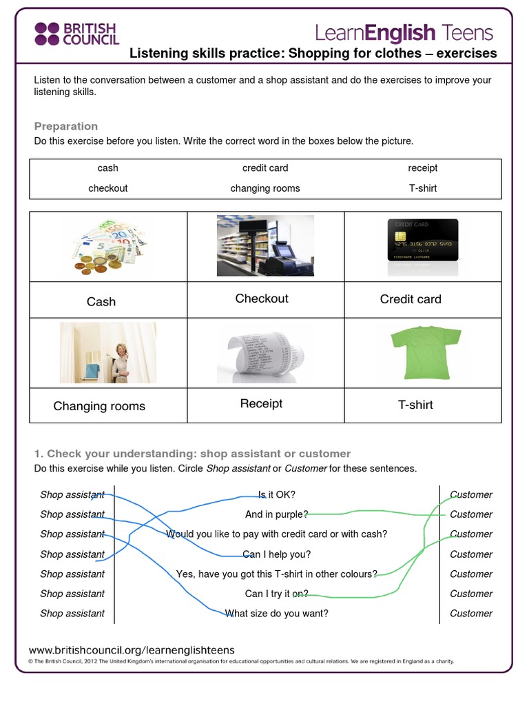 Shopping For Clothes - Exercises 4 PDF | PDF | Point Of Sale | Receipt
