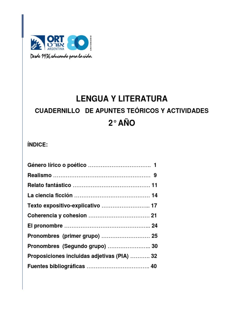 Apuntes de Lengua y Literatura 2° Año | PDF | Fantasía | Ficcion gotica