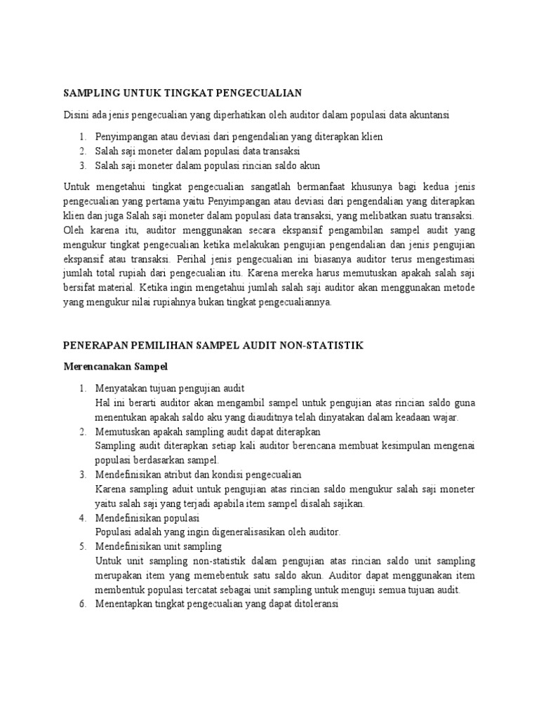 Penjelasan Materi Sampling Audit) | PDF