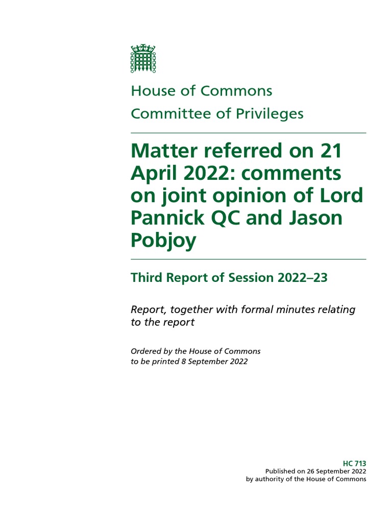 Privileges Committee Lord Pannick | PDF | Burden Of Proof (Law) | Witness