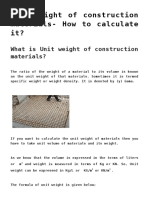 Unit Weights of Construction Materials | PDF