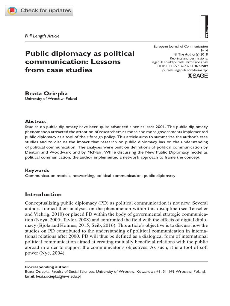 Public Diplomacy As Political Communication | PDF | Political ...