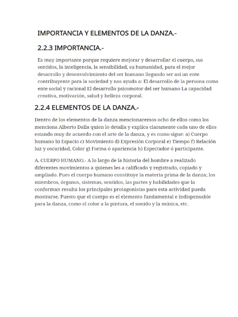 Danza y importancia | PDF