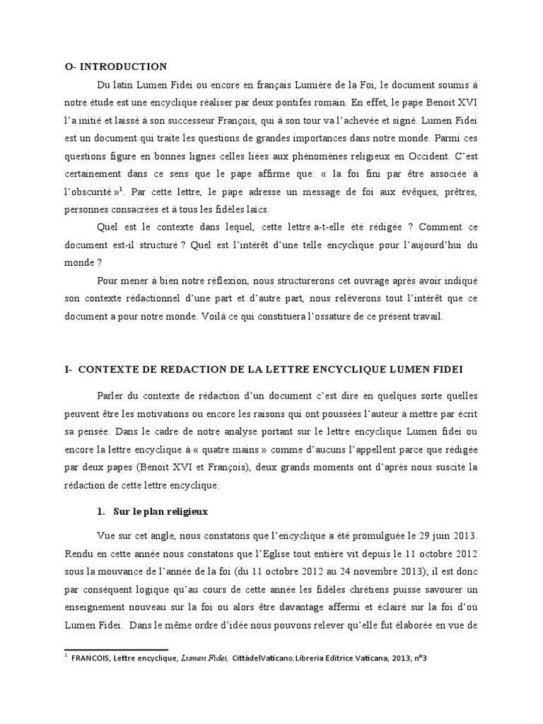 Lumen Fidei : Contexte et Structure | PDF | Jésus | Dieu