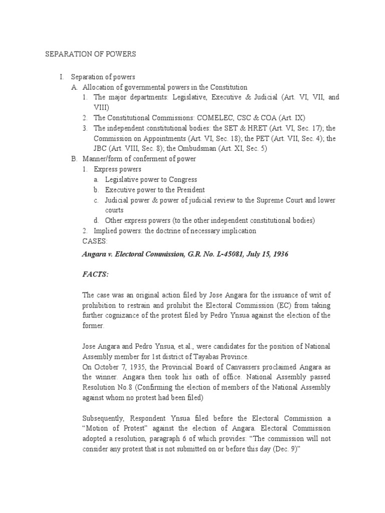 Separation Of Powers And Delegation Of Powers Pdf Bail Jurisdiction