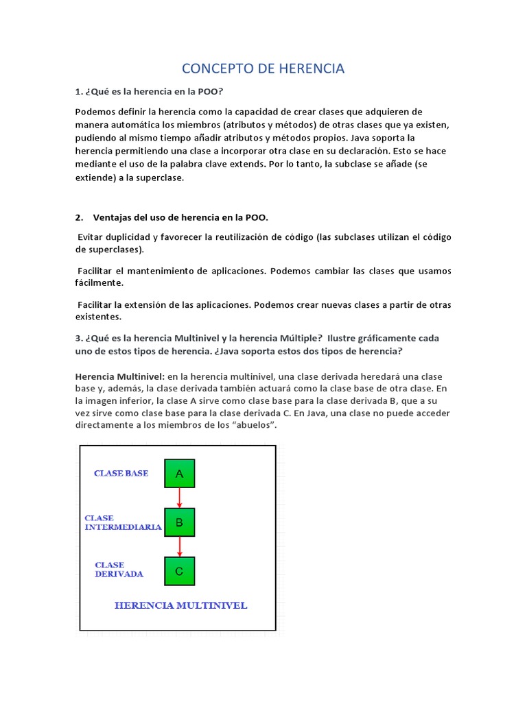 Concepto de Herencia | PDF | Herencia (Programación Orientada a Objetos ...