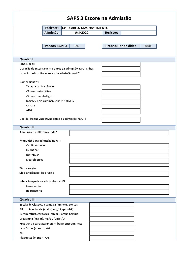 SAPS3 | PDF | Medicina Clínica | Remédio