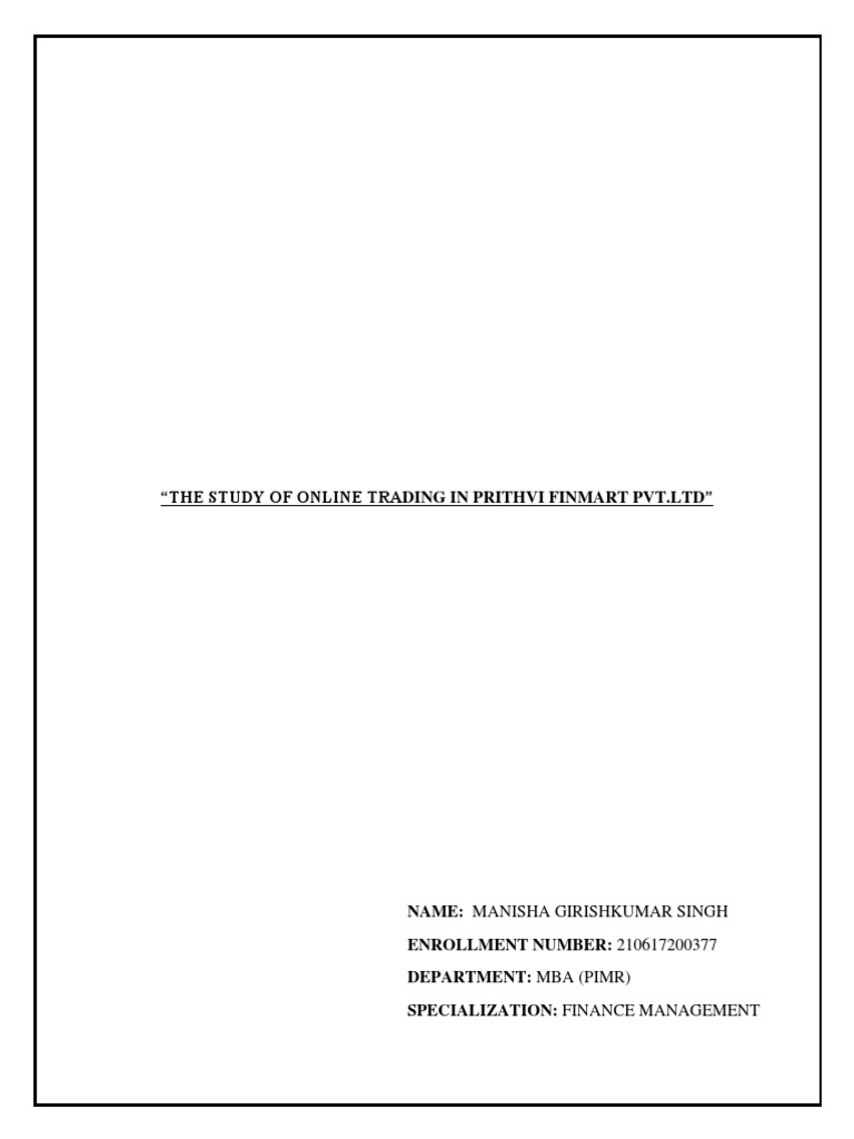 The Study of Online Trading in Prithvi Finmart PVT | PDF | Stock Exchange | Sampling (Statistics)