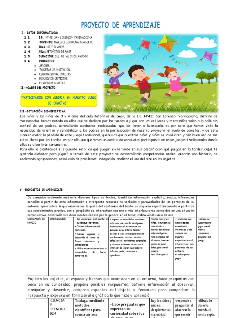 PROYECTO de Aprendizaje N 07 DEL 08 AL 30 DE AGOSTO DEL 2022 | PDF | Comunicación no verbal ...