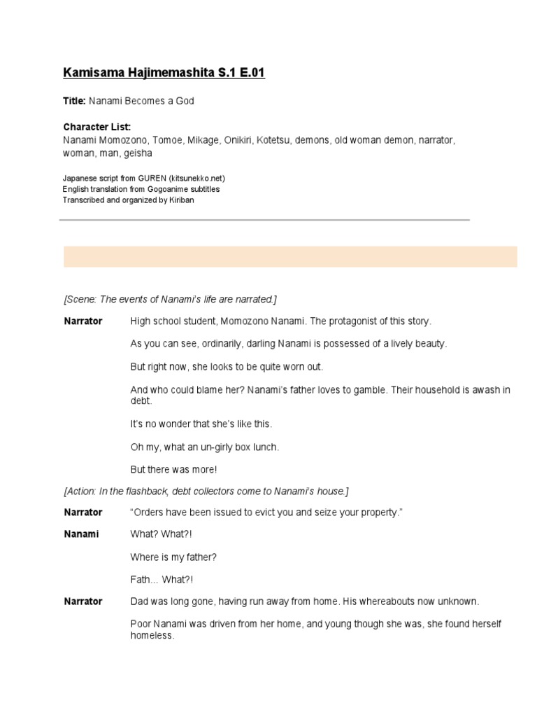 Kamisama Hajimemashita S.1 E.01 (ENG sub) | PDF