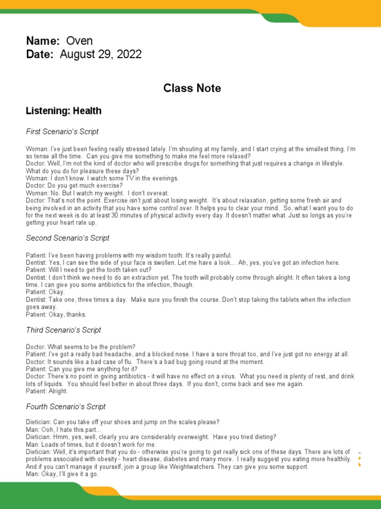 Class Note 8.29 Oven | PDF | Health Sciences | Clinical Medicine