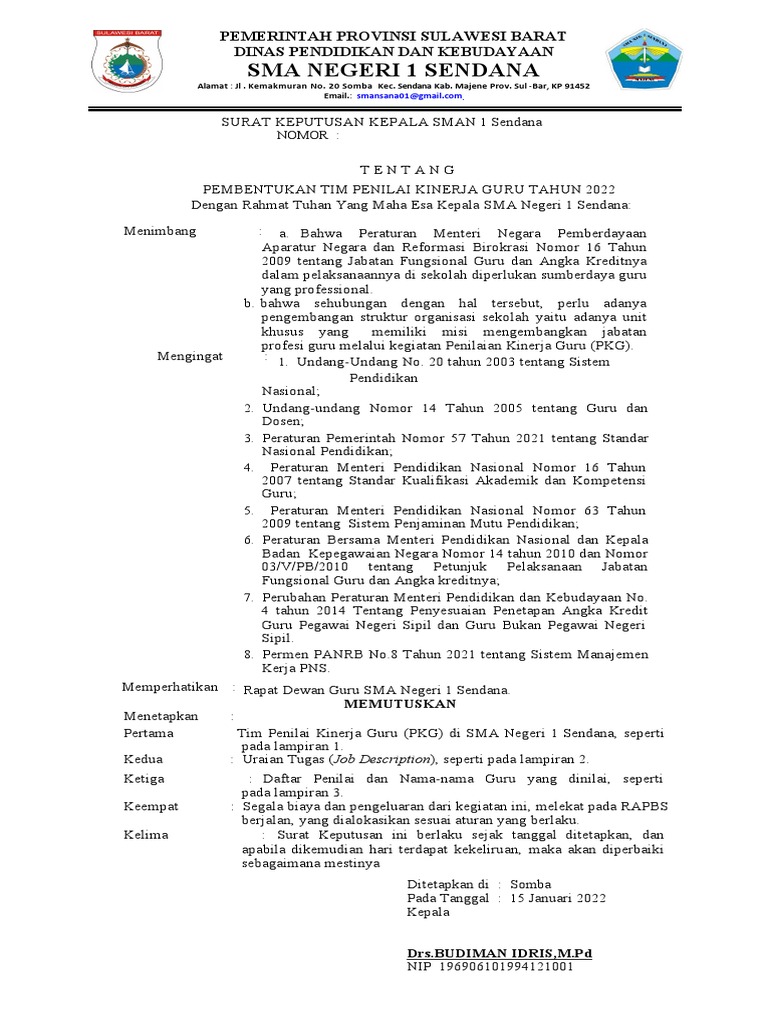 SK Tim Penilai PKG SMANSANA 2022-23 | PDF