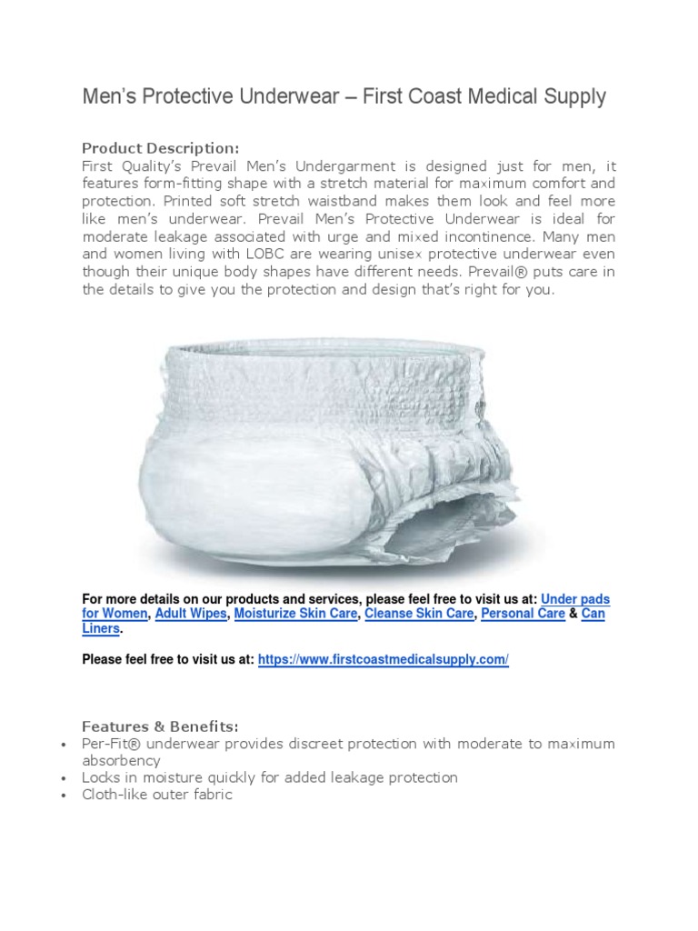 Men's Protective Underwear - First Coast Medical Supply | PDF ...