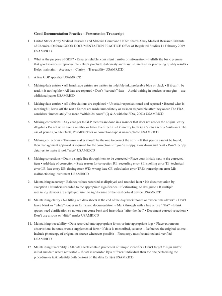 Good Documentation Practice | PDF | Accuracy And Precision | Data