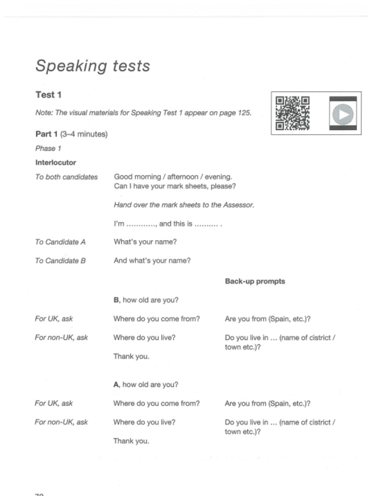 Key Speaking Test | PDF