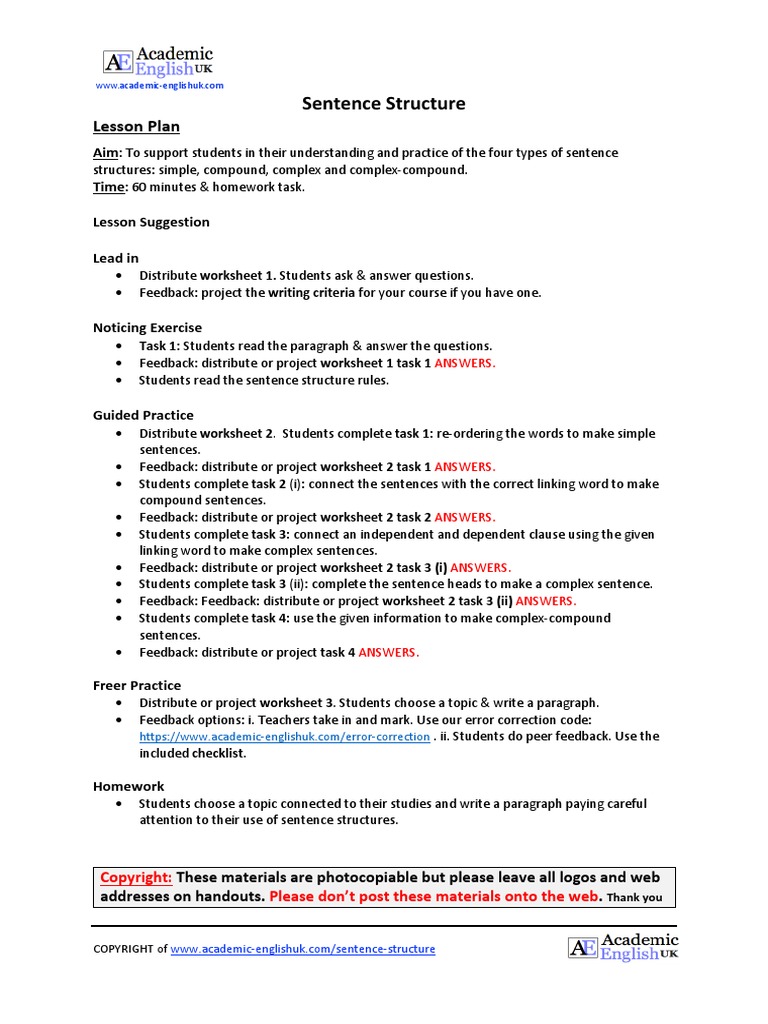 Sentence Structure 1 EXAMPLE AEUK | PDF | Sentence (Linguistics ...