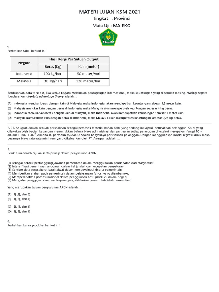 KSM Ekonomi Provinsi 2021 | PDF | Bisnis