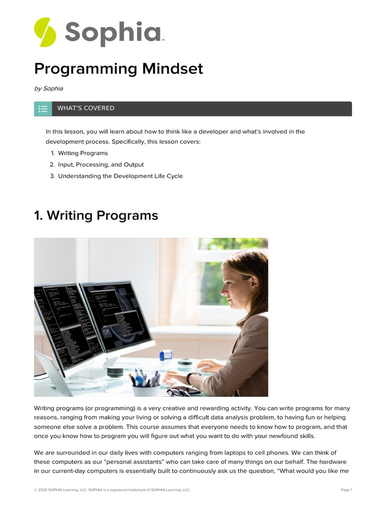 Programming Mindset | PDF | Programming | Computer Program