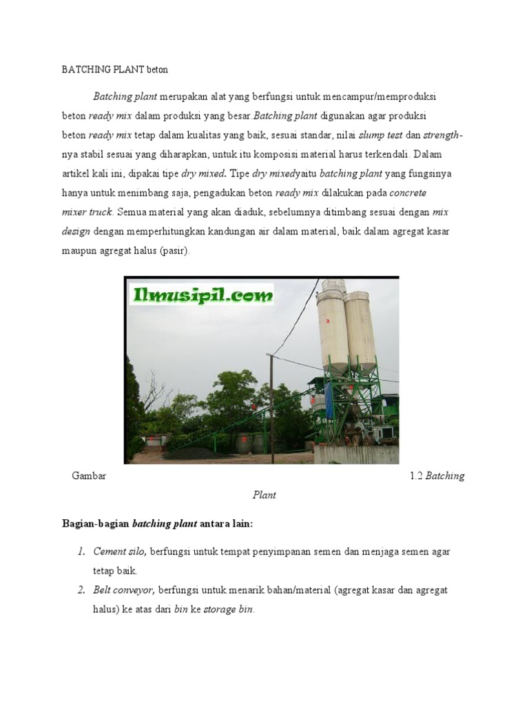 PTM Tugas Batching Plant | PDF