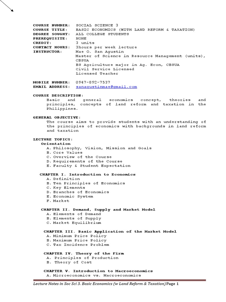 Introduction To Economics 1 | PDF | Elasticity (Economics) | Supply And ...