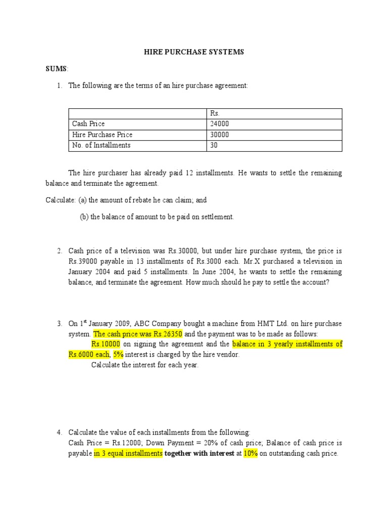 Hire Purchase Systems-1 (Replica) | PDF | Depreciation | Interest Hire Purchase Systems-1 (Replica) | PDF | Depreciation | Interest