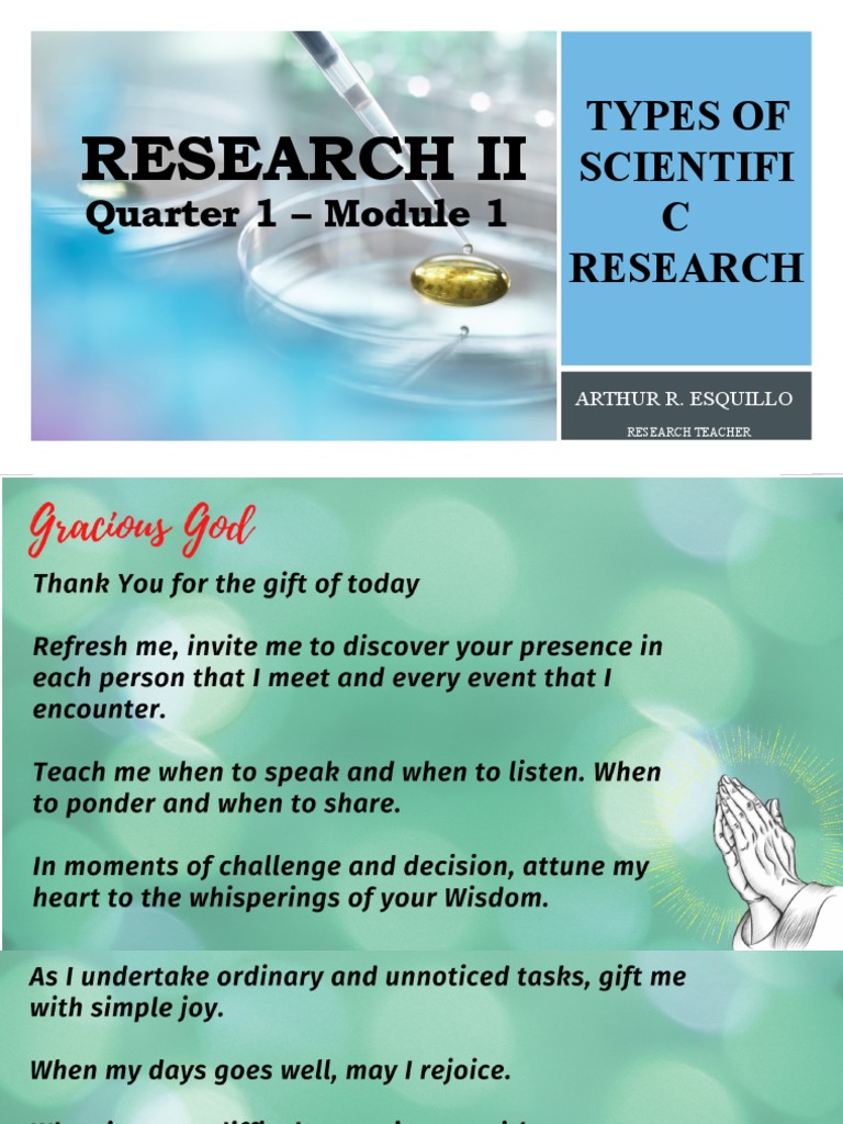 Q1M1 - Types of Scientific Research | PDF | Science | Scientific Method