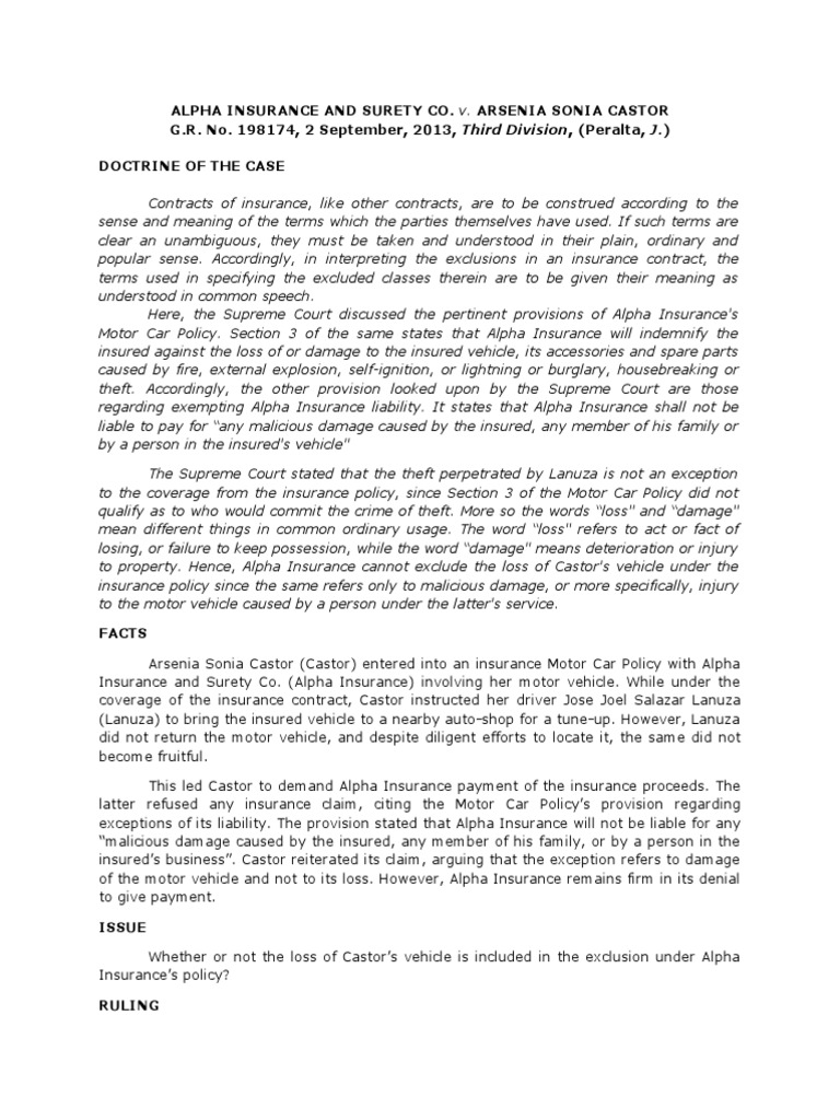 Alpha Insurance Loss Ruling | PDF | Insurance | Burglary