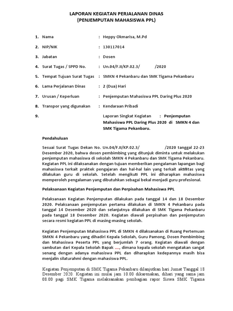 Laporan Penjemputan PPL 2020 Draft | PDF