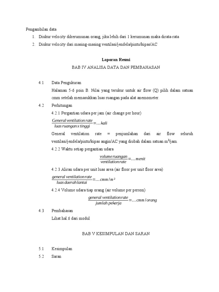 Lapres (Bab 4-5) Ventilasi (Anemometer) | PDF