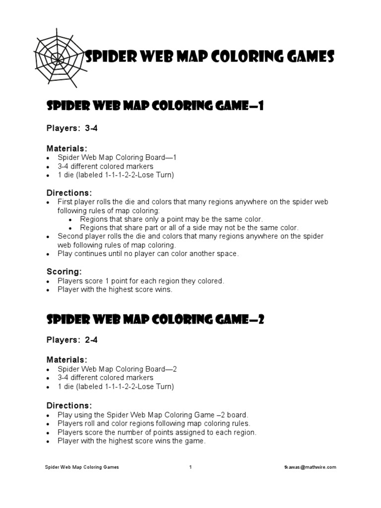 Spider Web Map Coloring Game Guide | PDF