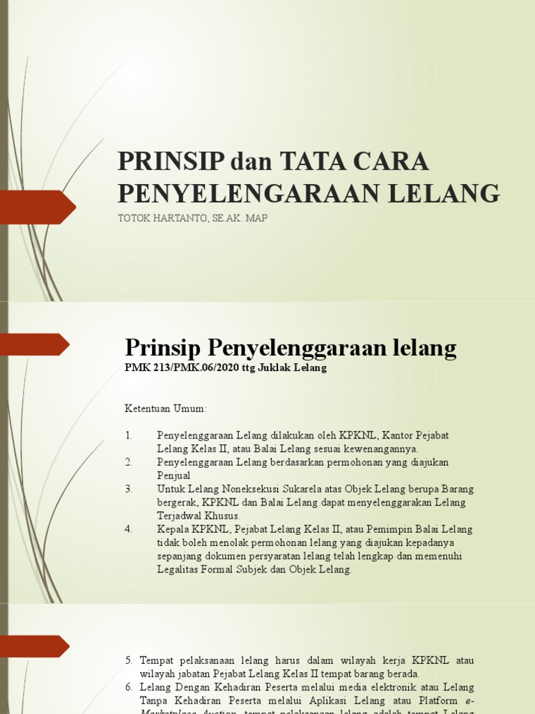 Prinsip Dan Tatacara Penyelenggaraan Lelang | PDF