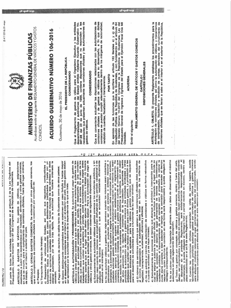 ACUERDO GUBERNATIVO No.1062016 MFP | PDF