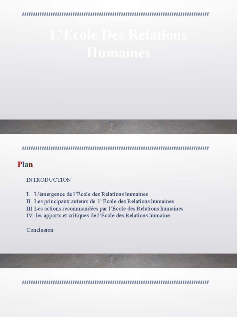 École des Relations Humaines : Concepts Clés | PDF | Motivation | Motivant