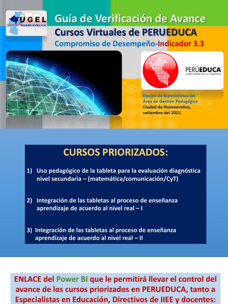 Guía de Acceso Al Power Bi de Control de Avance Cursos Perueduca Priorizados | PDF | Maestros ...