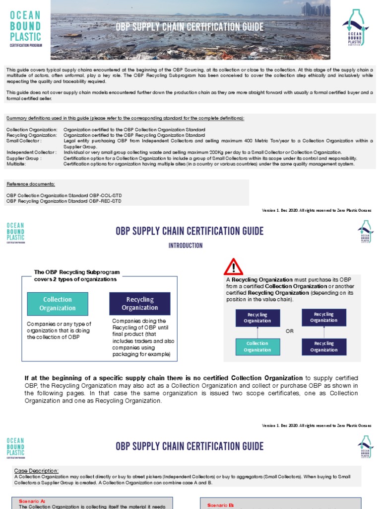OBP Supply Chain Certification Guide | PDF | Recycling | Certification