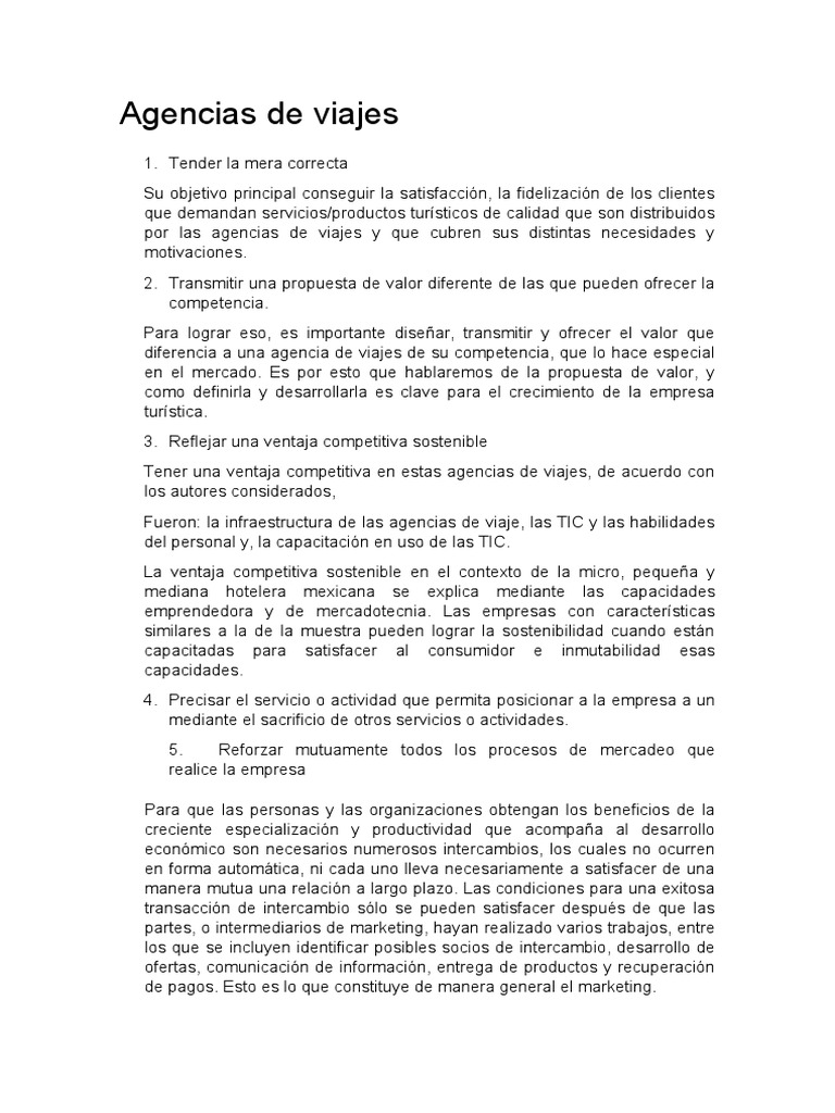 Agencias de Viajes | PDF | Marketing | Economias