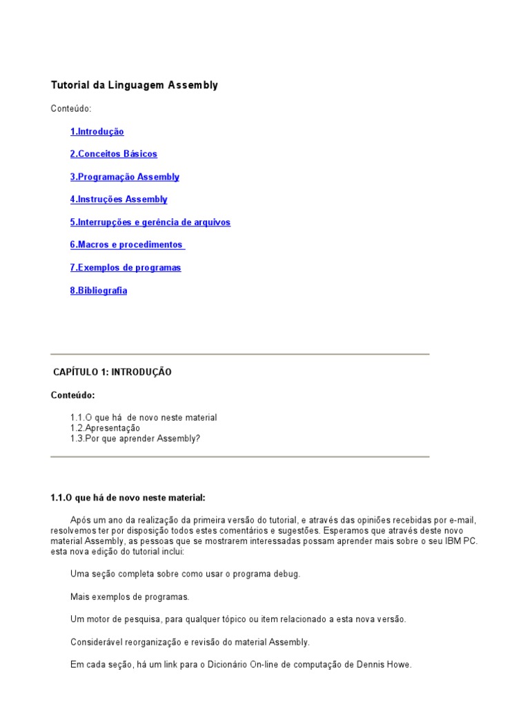 Tutorial Da Linguagem Assembly Pdf Linguagem Assembly
