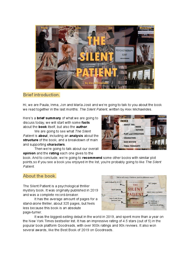 The Silent Patient Book Discussion | PDF | Psychiatry | Narration