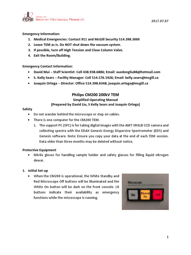 CM200 Opertional Manual | PDF | Transmission Electron Microscopy | Aperture