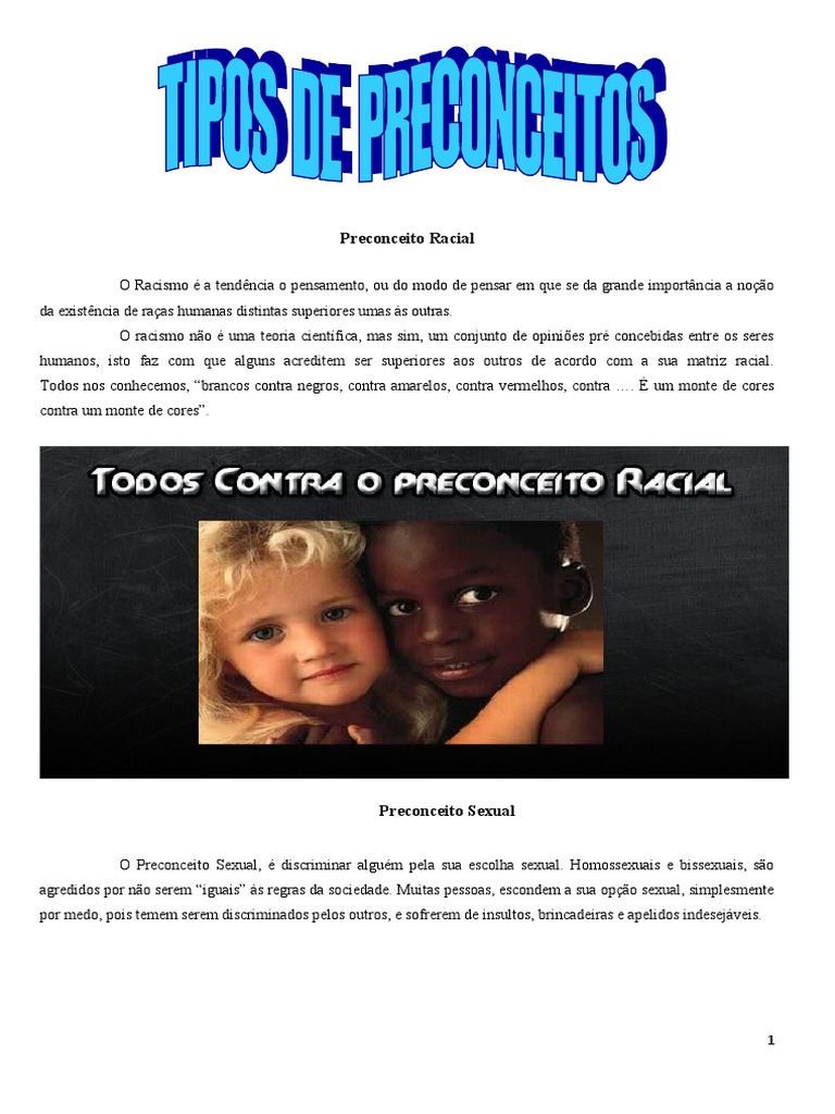 Preconceito Racial | PDF | Assédio moral/bullying | Racismo