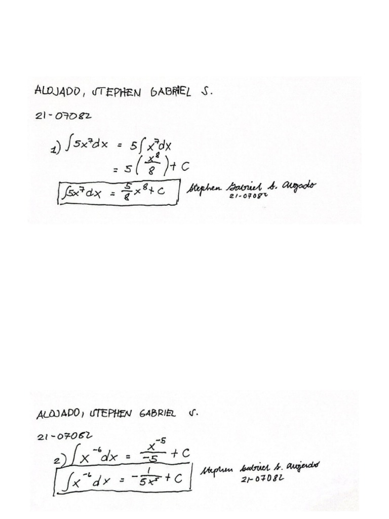 Integral Calculus Exercise 1 | PDF